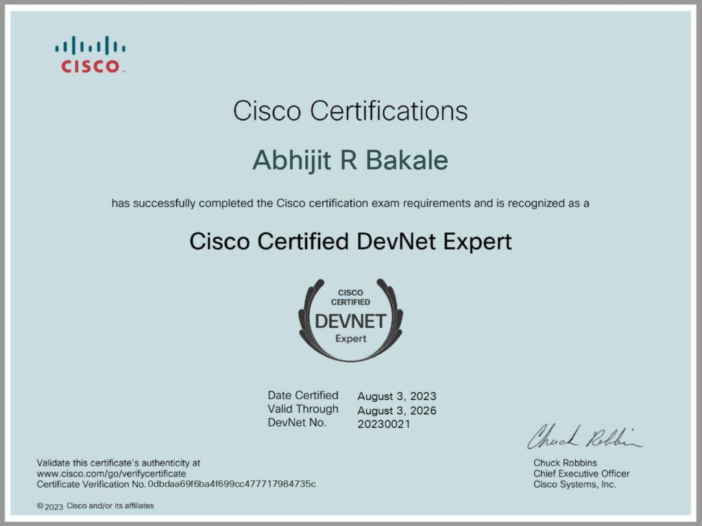 DevNet Expert Training by Mr Abhijit Bakale (#20230021)